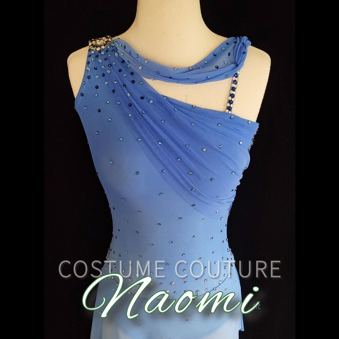 Custom Figure Skating Ice Dance Dress in Light Blue Ombre, Contemporary ...