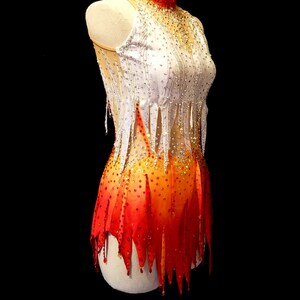 Fire and Ice Figure Skating Dress, Flame Ice Dance Costume, 2 Piece ...