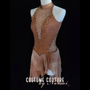Copper Tan and Brown Figure Skating Dress, Silk Ice Dance Costume ...