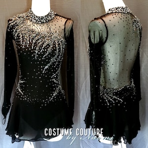Black Silver and Gray Figure Skating Ice Dance Dress, Custom ...