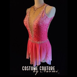 Hot Pink Ombre Figure Skating Dress, Ice Dance Competition Costume ...