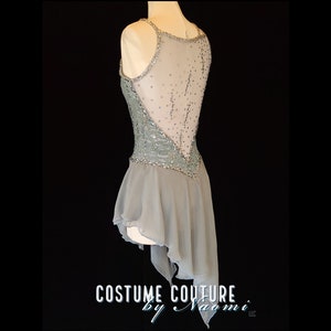 Pale Blue Gray Figure Skating Ice Dance Dress Lace and Silk - Etsy