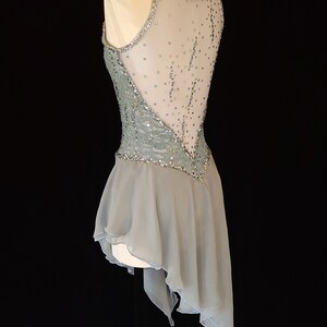 Pale Blue Gray Figure Skating Ice Dance Dress Lace and Silk - Etsy