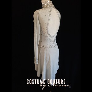 Pale Silver Gray Rhinestone Figure Skating Dress, Competition Custom ...