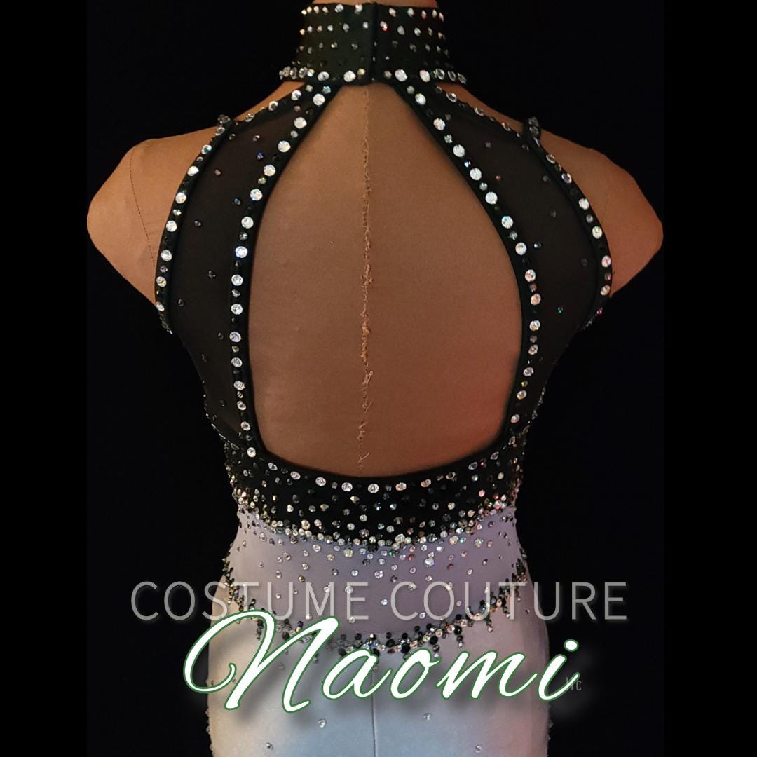 Black and Silver Gray Rhinestone Jazz Dance Unitard Biker Costume ...