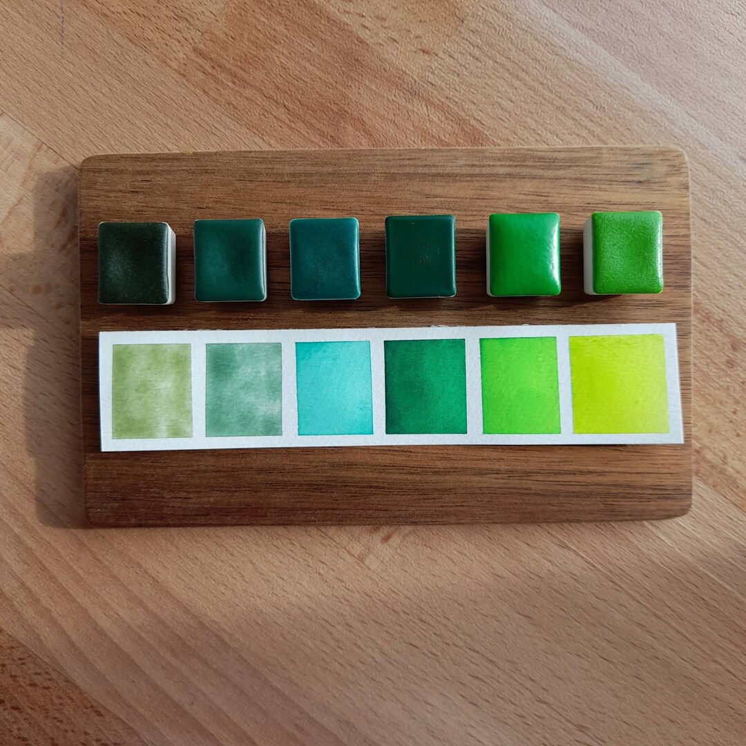 Transparent Greens Palette - Six Handmade Watercolour Half Pans - Etsy