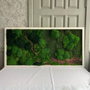 Rustic Moss & Wood Wall Art, Handmade Botanical Decor, Preserved Moss ...
