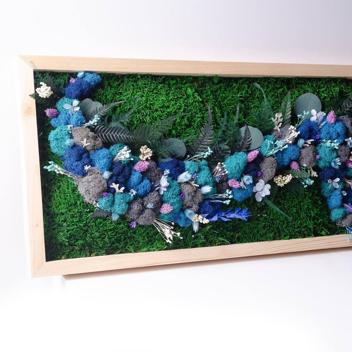 Mystic Ocean Preserved Moss Wall Art, Ferns, Eucalyptus, Dried Flowers ...