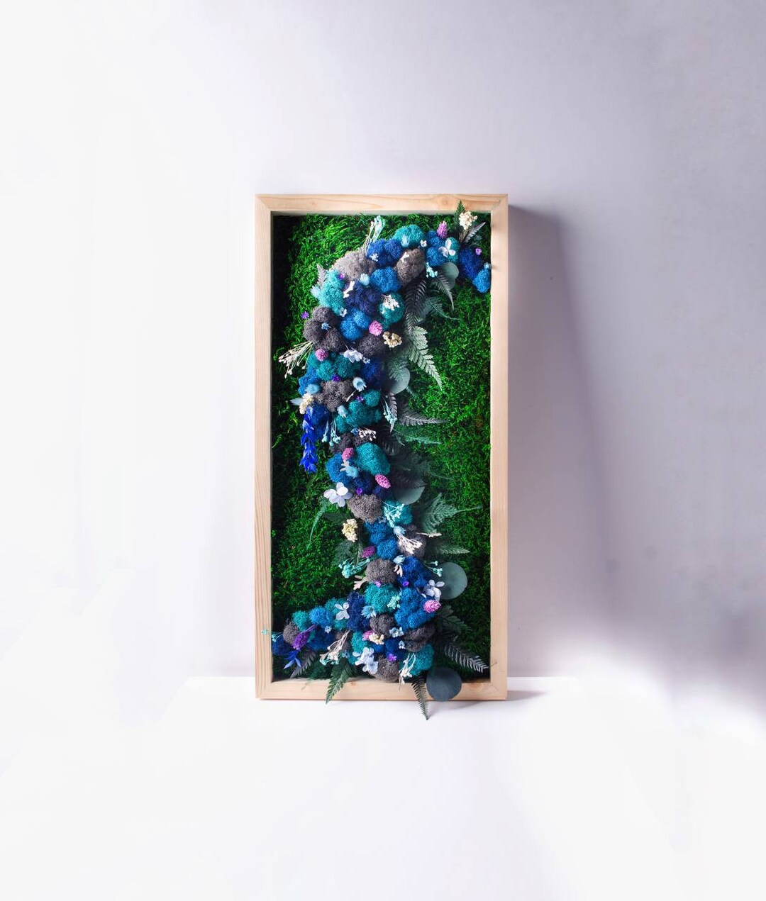 Mystic Ocean Preserved Moss Wall Art, Ferns, Eucalyptus, Dried Flowers ...