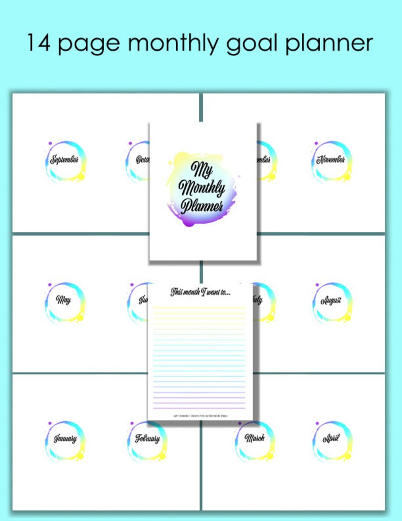 Monthly Planner Printable Monthly Goals PDF Print 8.5 X 11 in A4 - Etsy