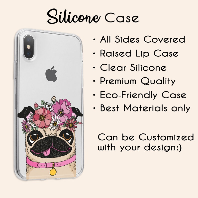 Dog Iphone Case Floral Wreath Pug Iphone 11 Case Dog Pug - Etsy