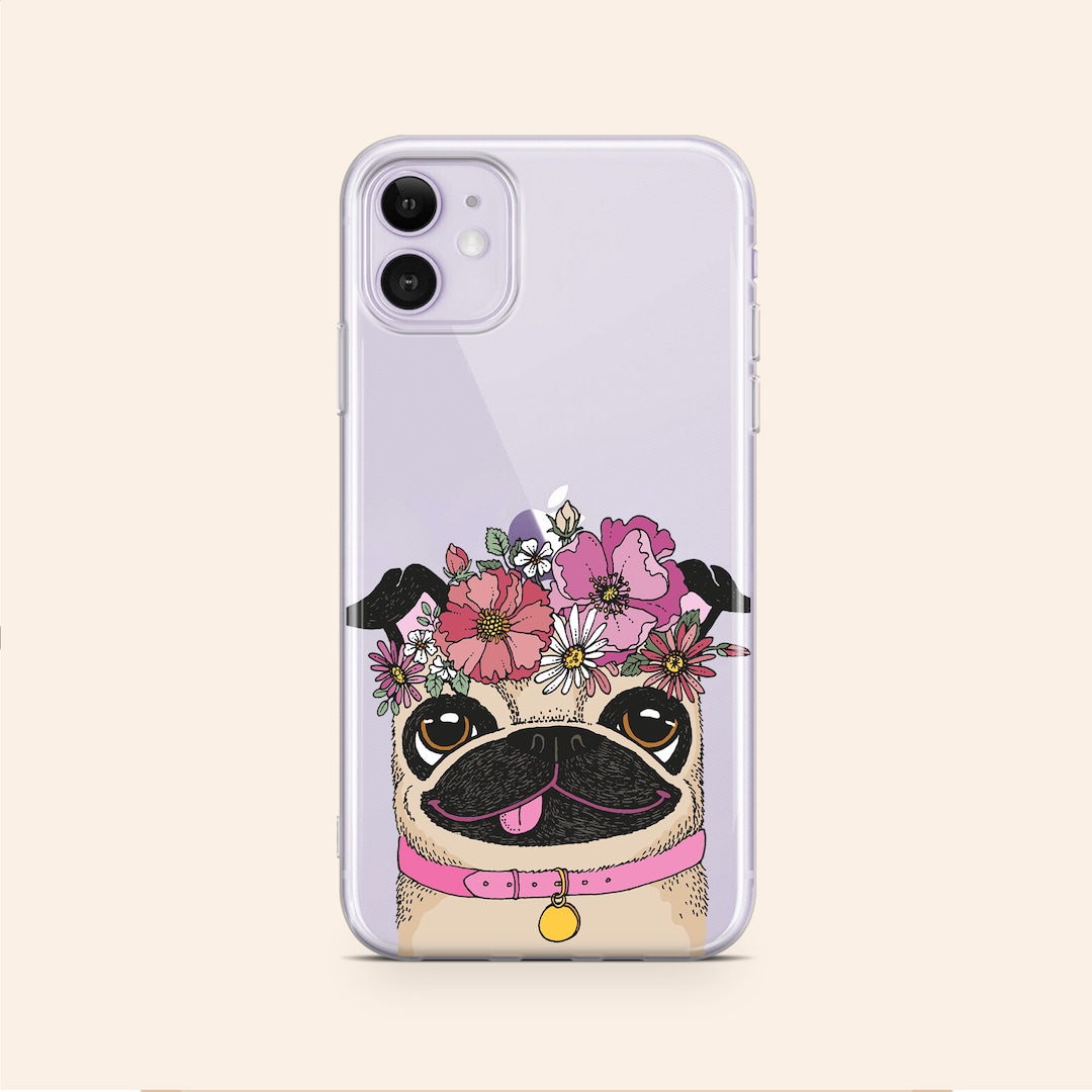 Dog iPhone Case Floral Wreath Pug iPhone 11 Case Dog Pug - Etsy