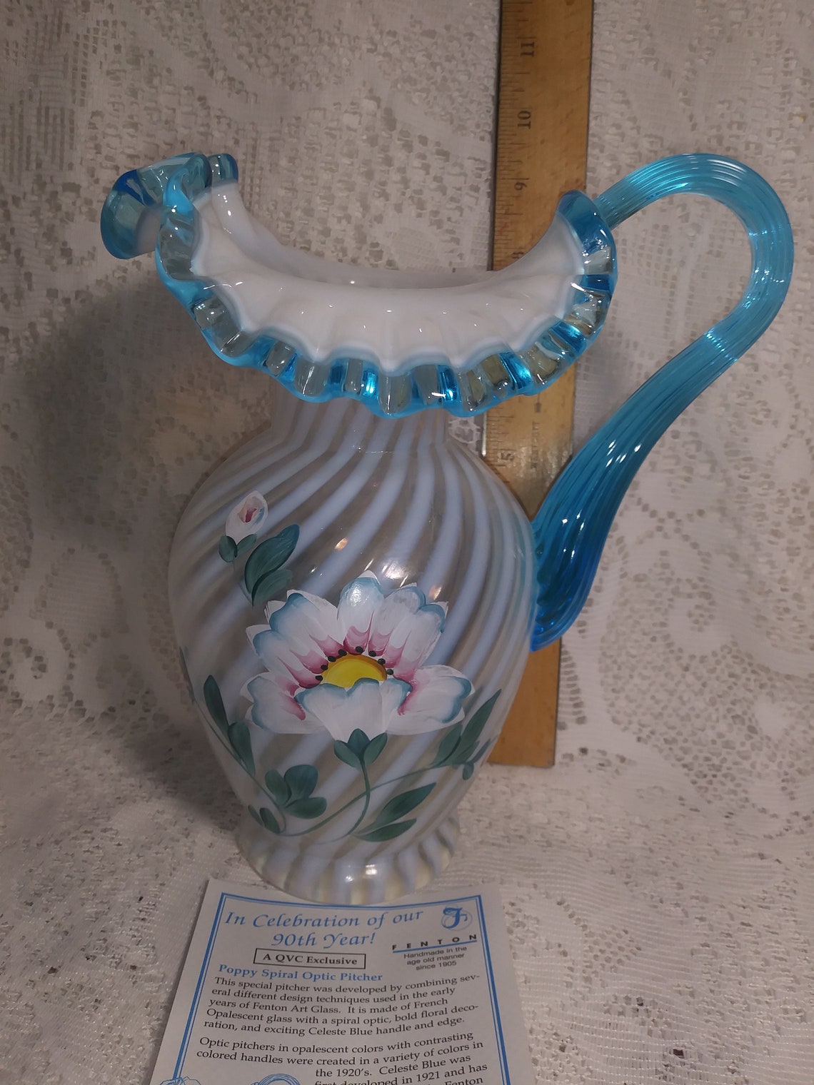 Fenton 90th Anniversary Spiral Optic Pitcher - Etsy.de
