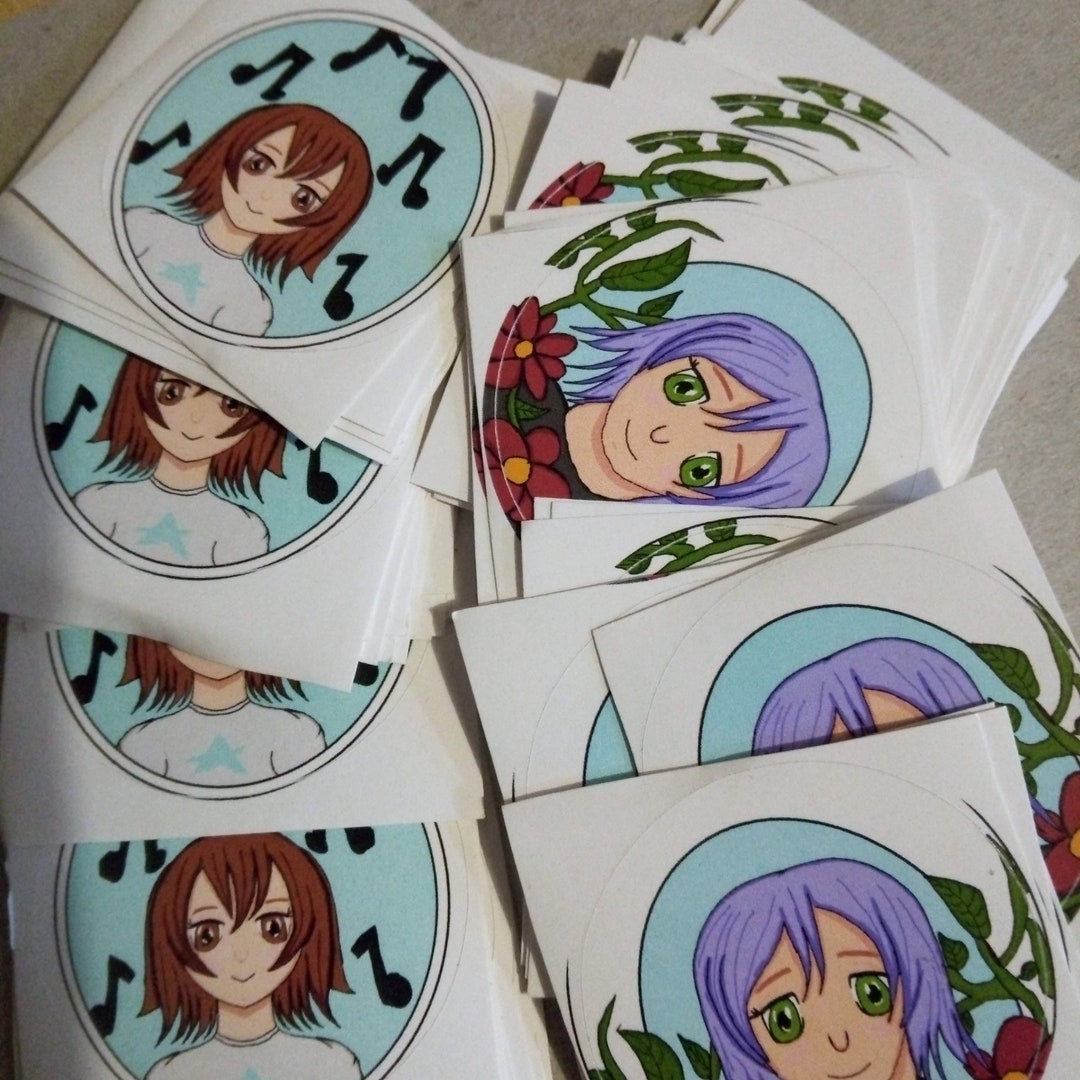 Cute Round Original Anime Cartoon Stickers - Etsy