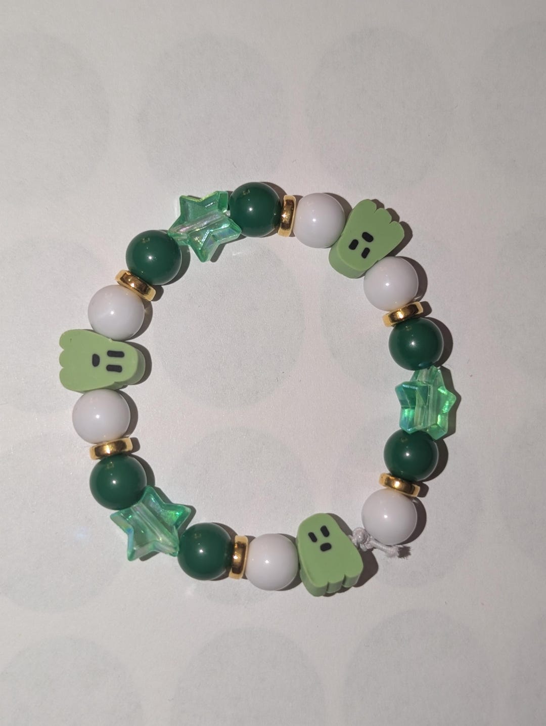 Hand Crafted Green Ghost Bracelet: Pastel Goth Jewellery, Stretchy ...