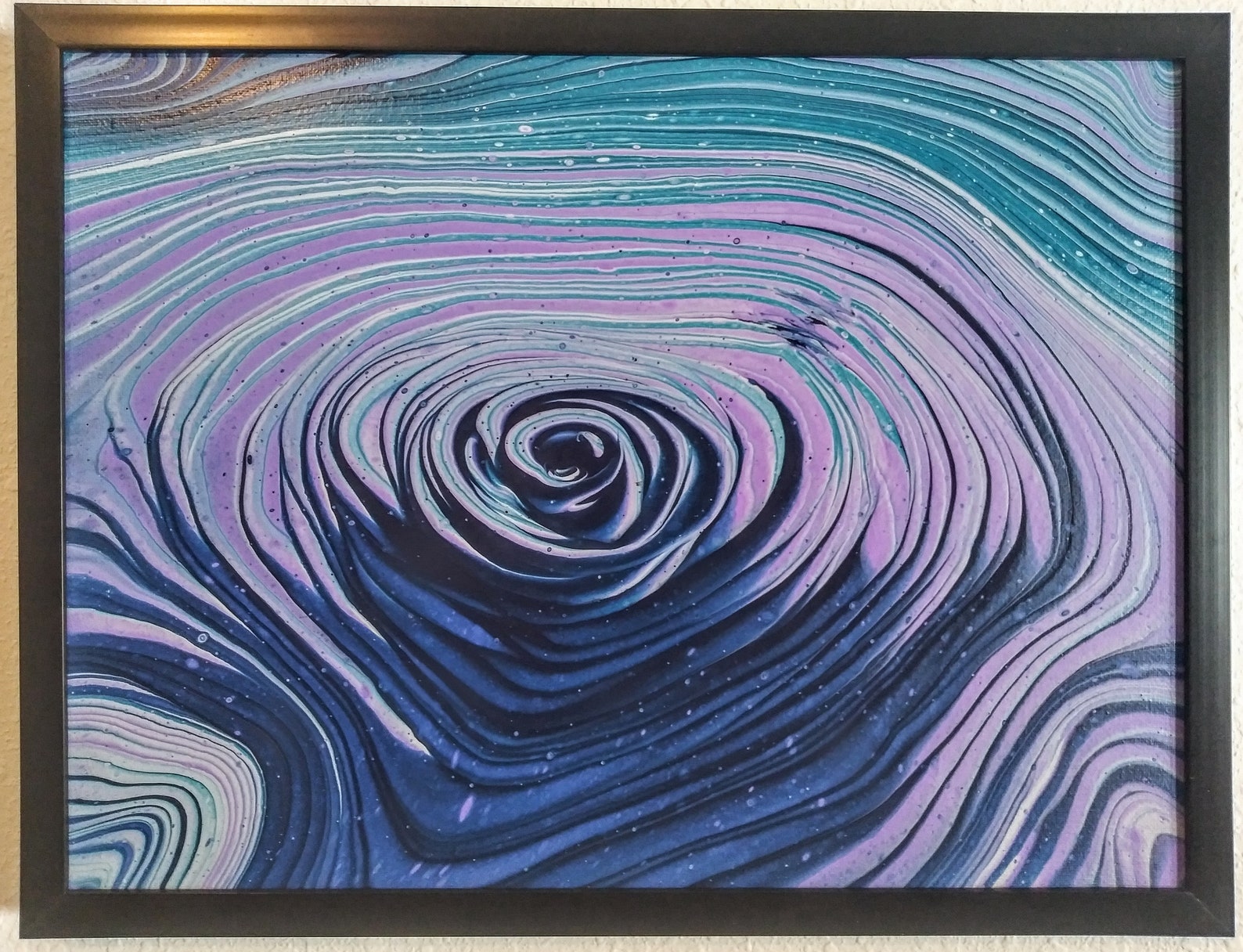 12x16 Acrylic Circle Pour Blue Rose Series Resin Gloss Coating - Etsy