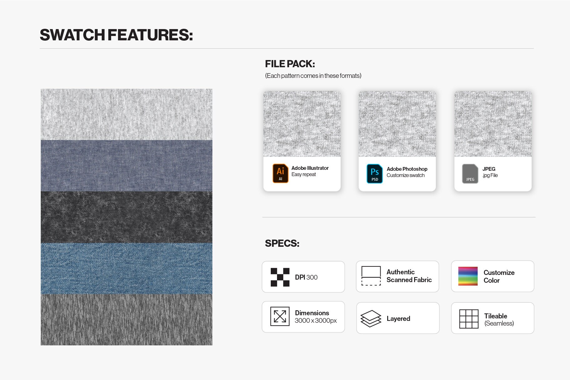 5 Pack Fabric Texture Patterns - Etsy