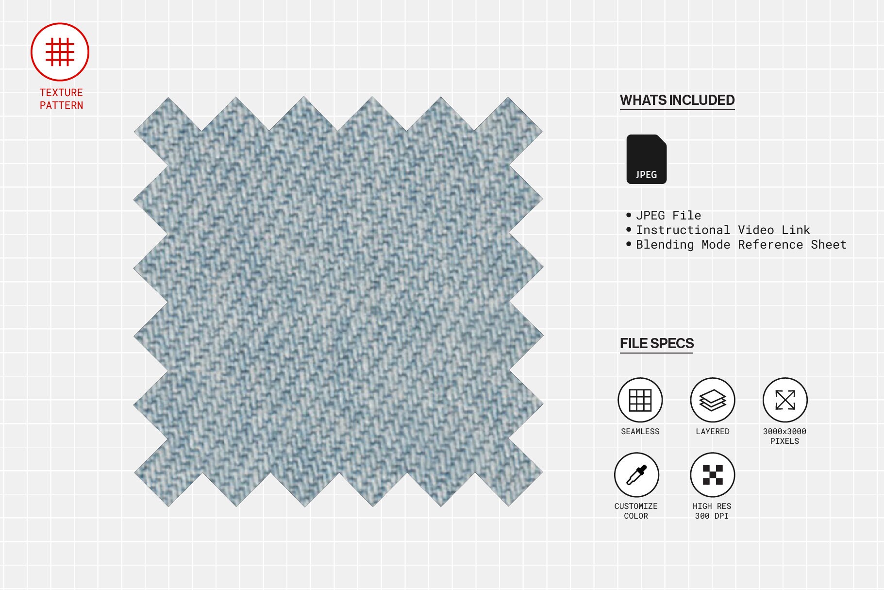 Lightwash Denim Pattern - Etsy