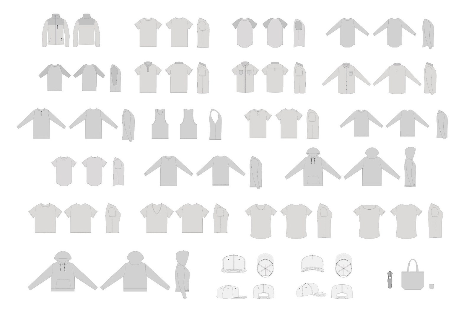 Kit de ropa Tech Pack Plantillas de ropa de ropa Mockups | Etsy