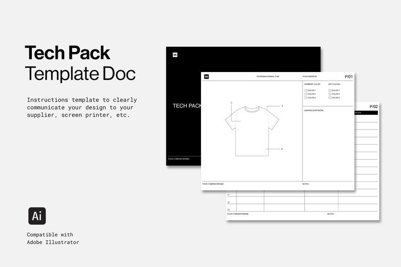 Complete Tech Pack Builder, Clothing Templates, Fashion Design Template ...