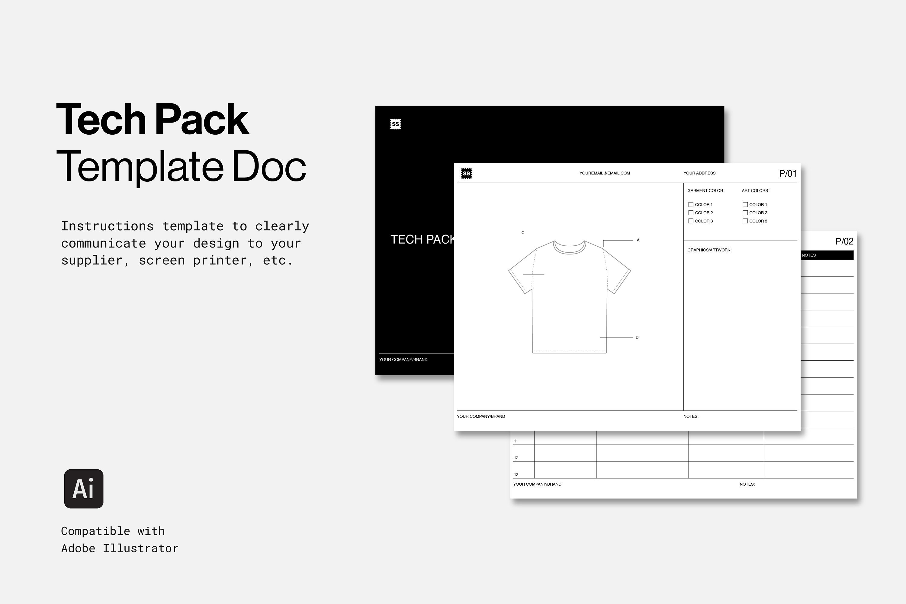 Complete Tech Pack Builder, Clothing Templates, Fashion Design Template ...
