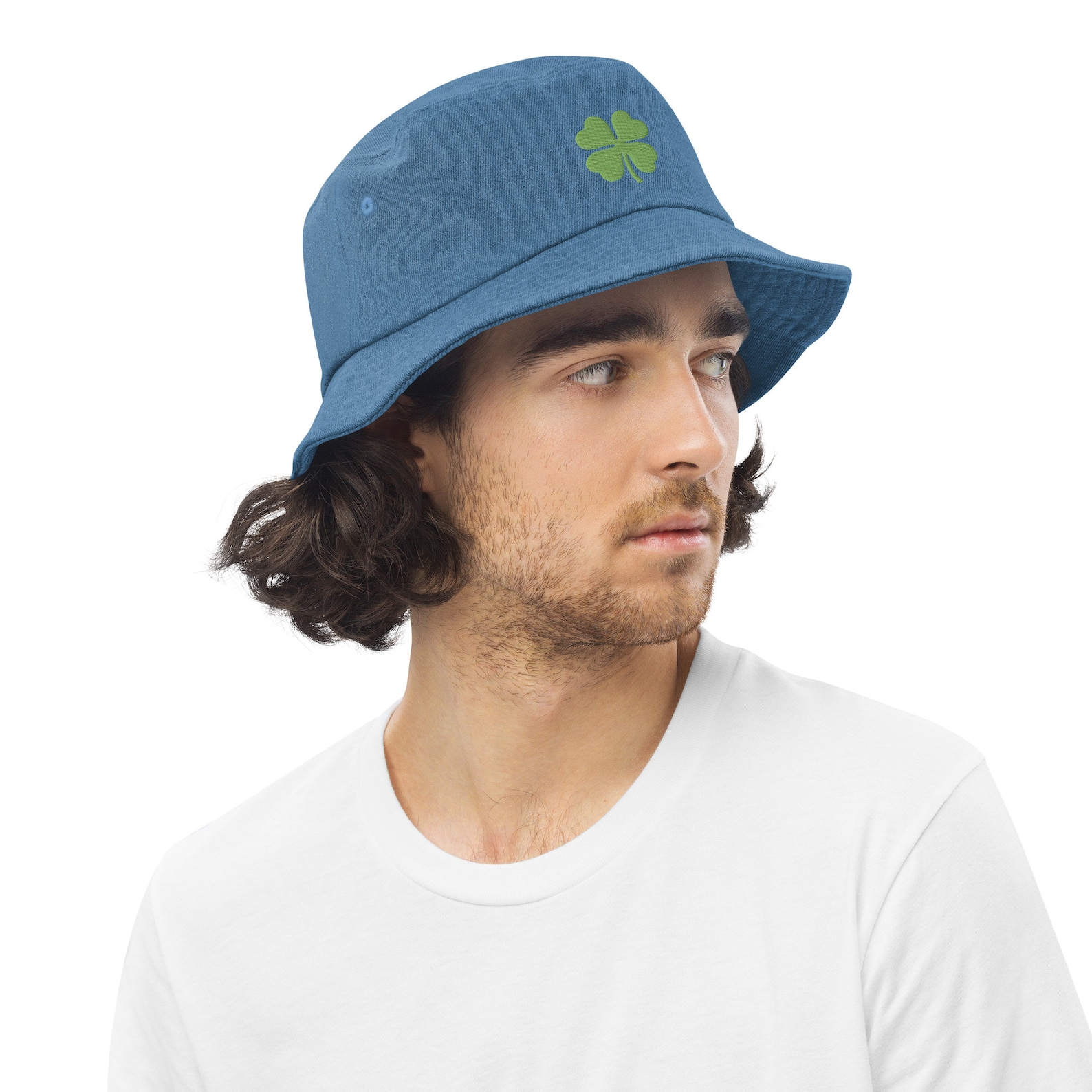 Embroidered Lucky 4-leaf Clover Denim Bucket Hat - Etsy
