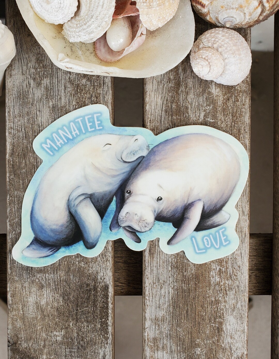 Manatee Love, Die-cut Sticker, Ocean Art, Manatees, Sea Animals - Etsy