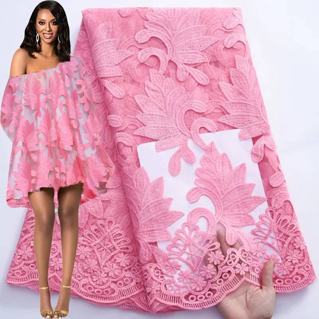 African Mesh Lace Fabric White Lace Fabric Nigerian Milk Lace With ...