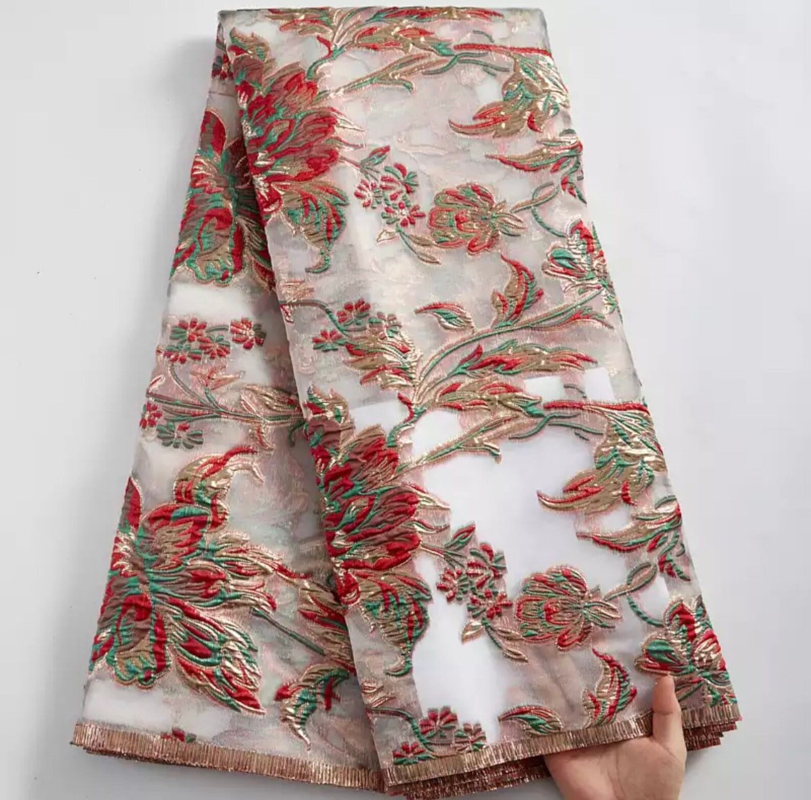 Red African Lace 2021 High Quality New Embroidery Bronzing Decal Lace ...