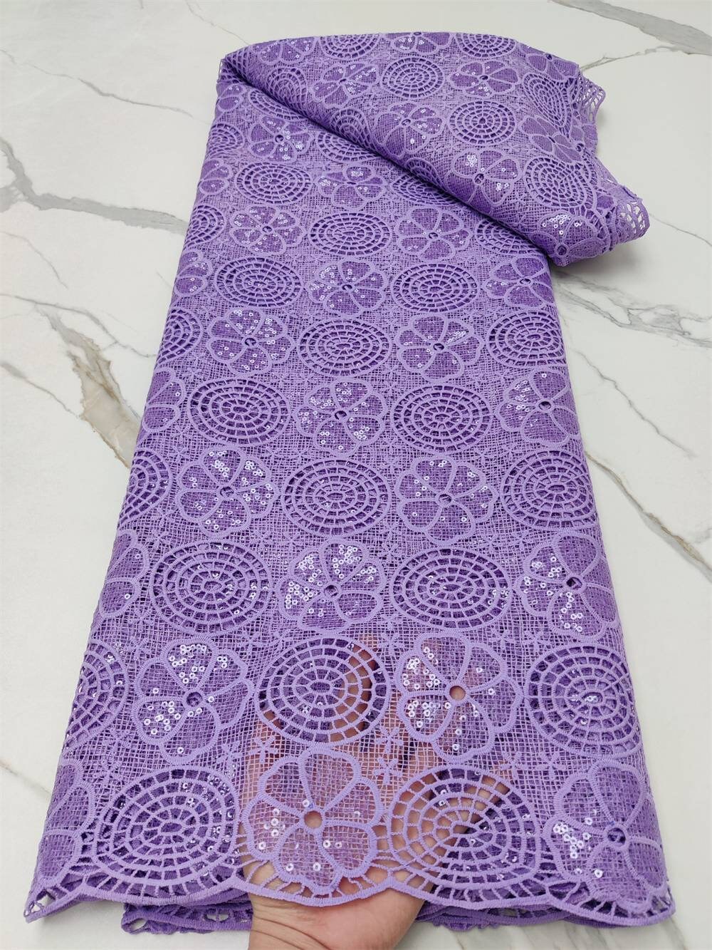 Yellow African Sequence Lace Fabric High Quality Guipure Lace Latest ...