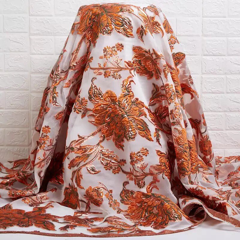 Red African Lace 2021 High Quality New Embroidery Bronzing Decal Lace ...