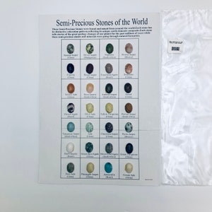 Semi-precious Stones Mounted on ID Cards, 28 Actual Stones of the World ...