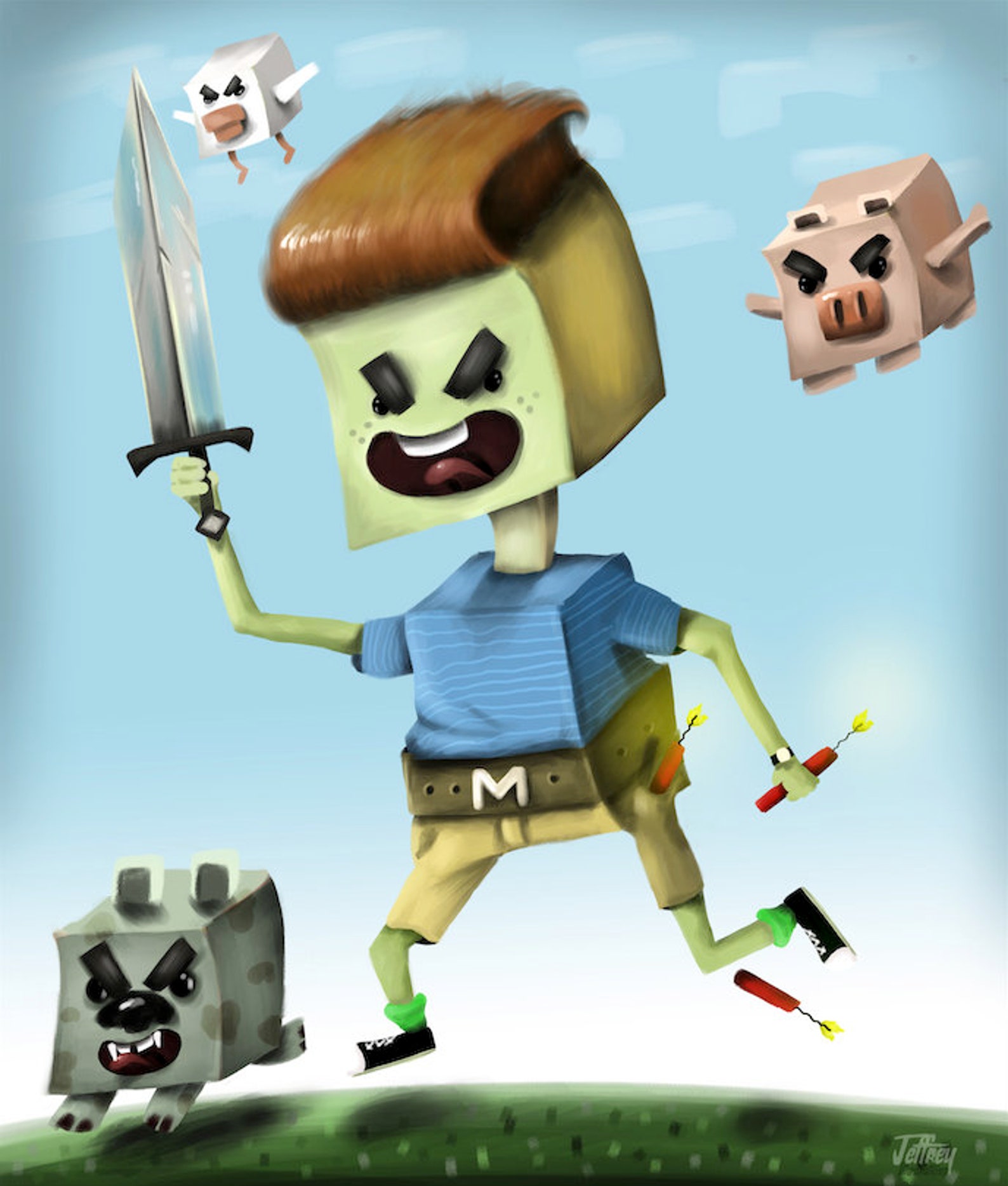 Minecraft Illustration Art Print | Etsy