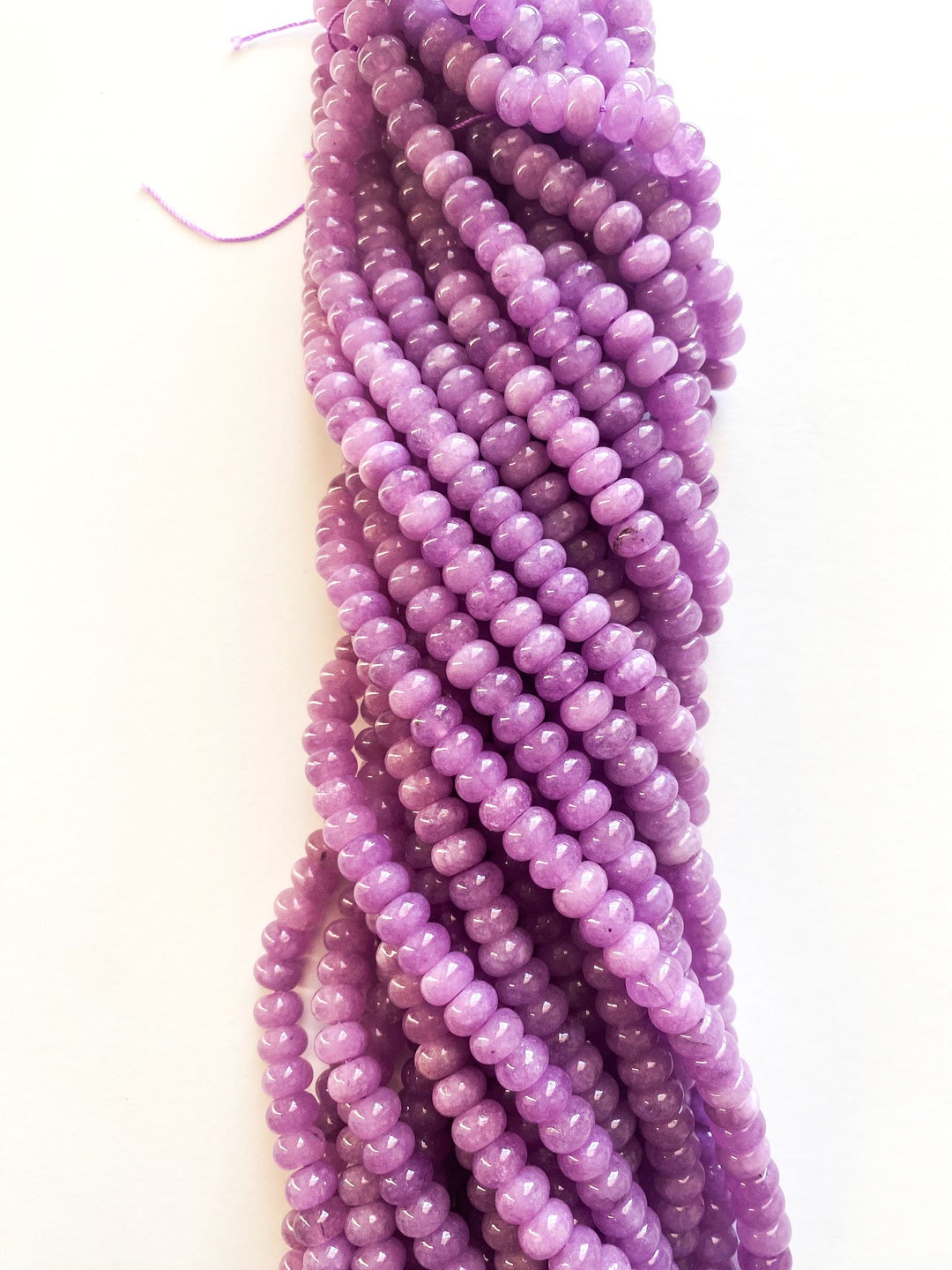 US SELLER~ Lavender Purple SMOOTH Jade Rondelle 8x5mm Colored Jade Full ...