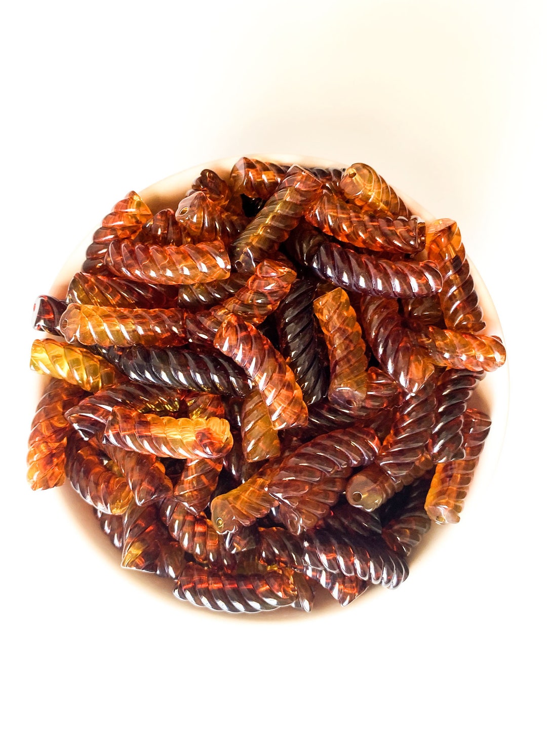 NEW SHAPE Tortoise 12mm Twisted Acrylic Tube Beads, Braided Acrylic ...