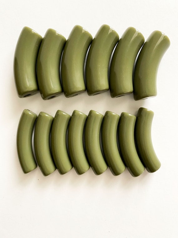 Olive Acrylic Tube Beads Green Olive Tube Beads Acrylic 12mm - Etsy