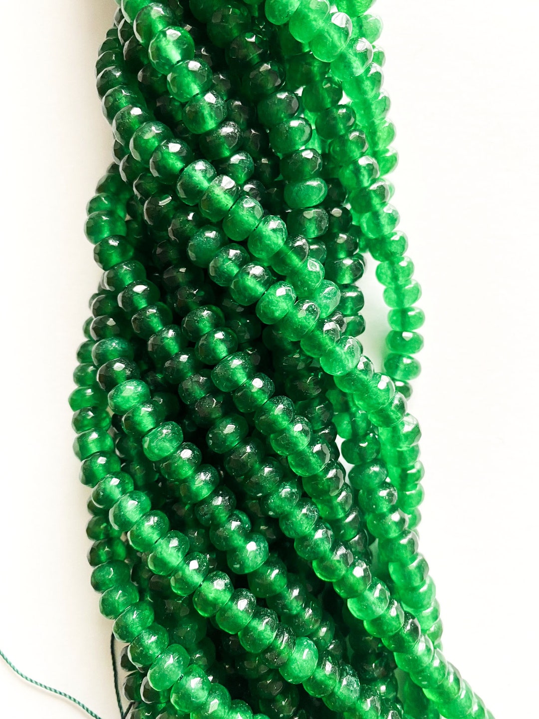US SELLER~ Dark Green Faceted Jade Rondelle 8x5mm Colored,jade Full ...