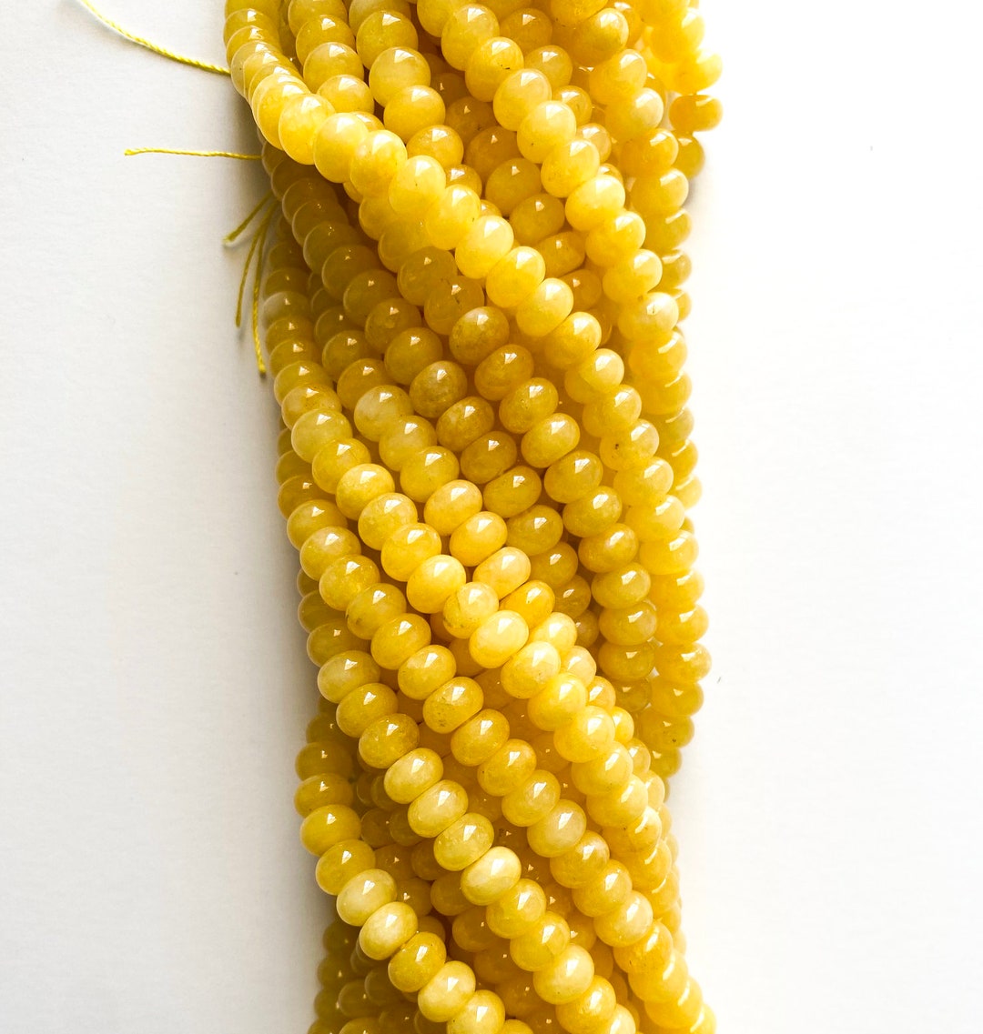 US SELLER~ Yellow SMOOTH Jade Rondelle 8x5mm Colored Jade Full Strand ...