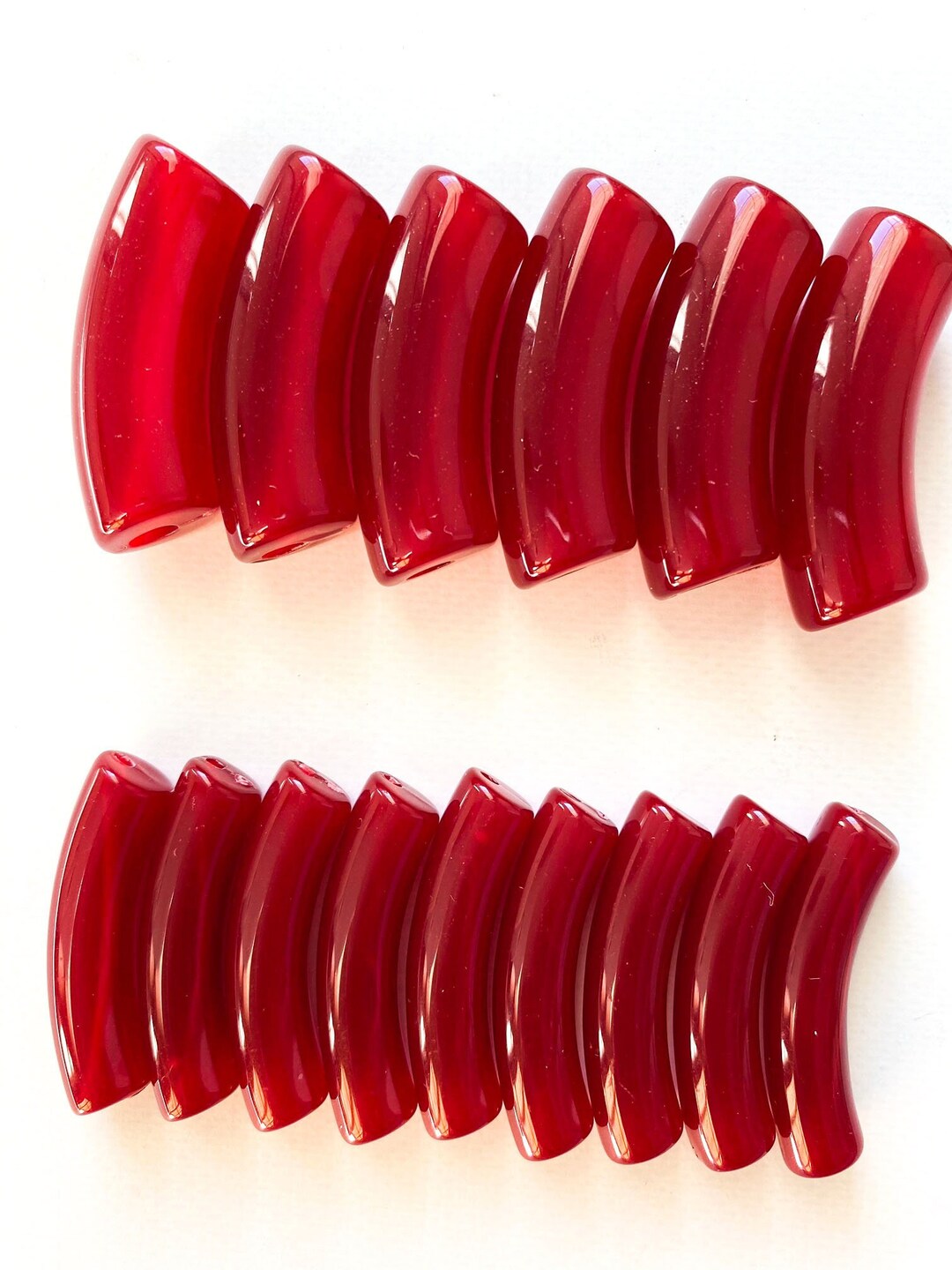 Garnet Red Acrylic Tube Beads, Transparent Red Tube Beads, Holiday ...
