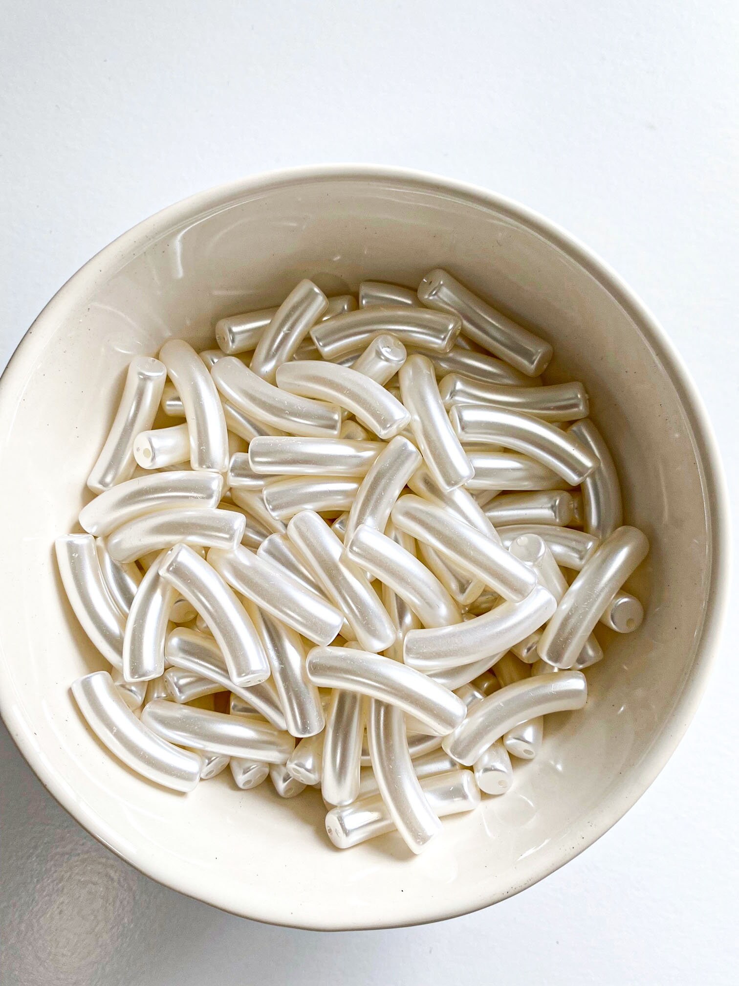 12mm 8mm Acrylic Pearl Tube Beads White Ivory Pearl Tube - Etsy