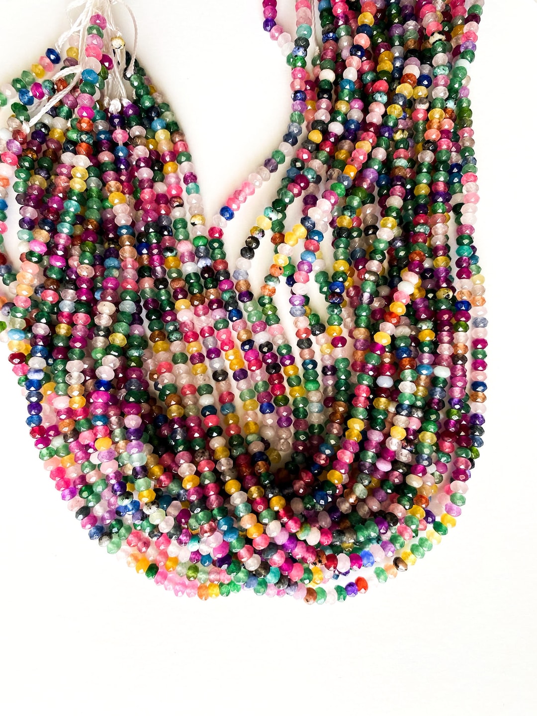 US SELLER~ Rainbow Mix Faceted Jade Rondelle 4x2mm Colored Jade Full ...