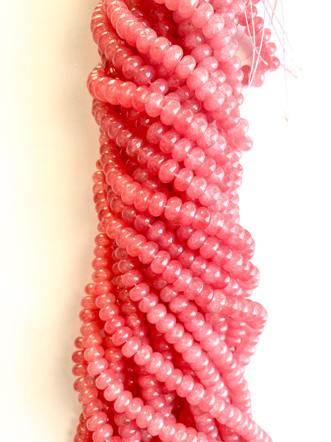US SELLER~ Translucent Pink SMOOTH Jade Rondelle 8x5mm Colored Jade ...