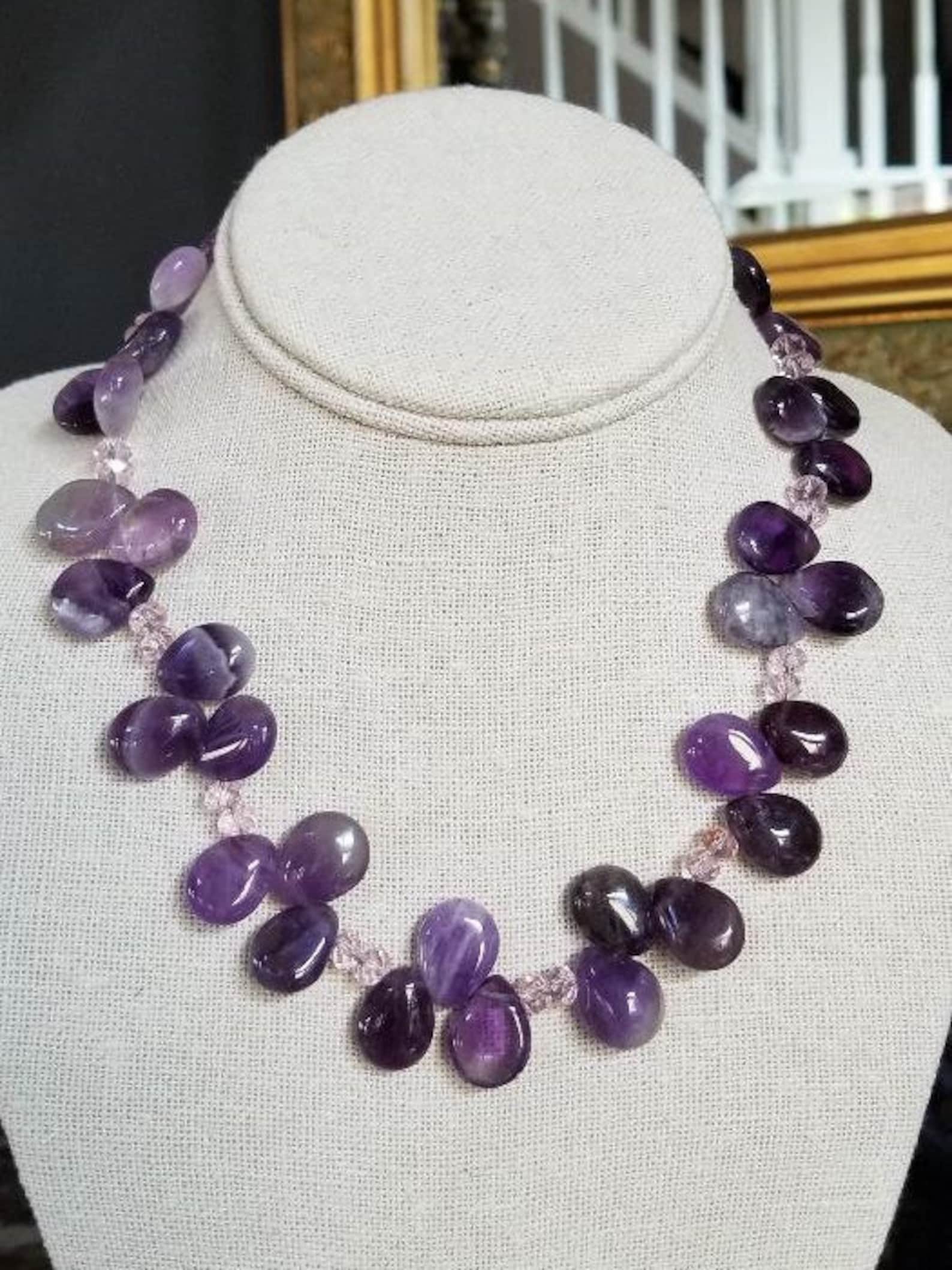 Amethyst Necklace, Natural Stone Necklace, Purple Stone Necklace ...