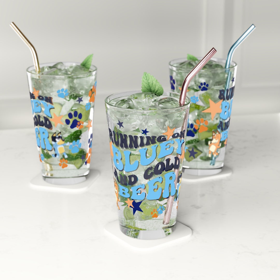 Bluey Pint Glass With Bluey Dad and Mom Glass for Gift for Housewarming ...