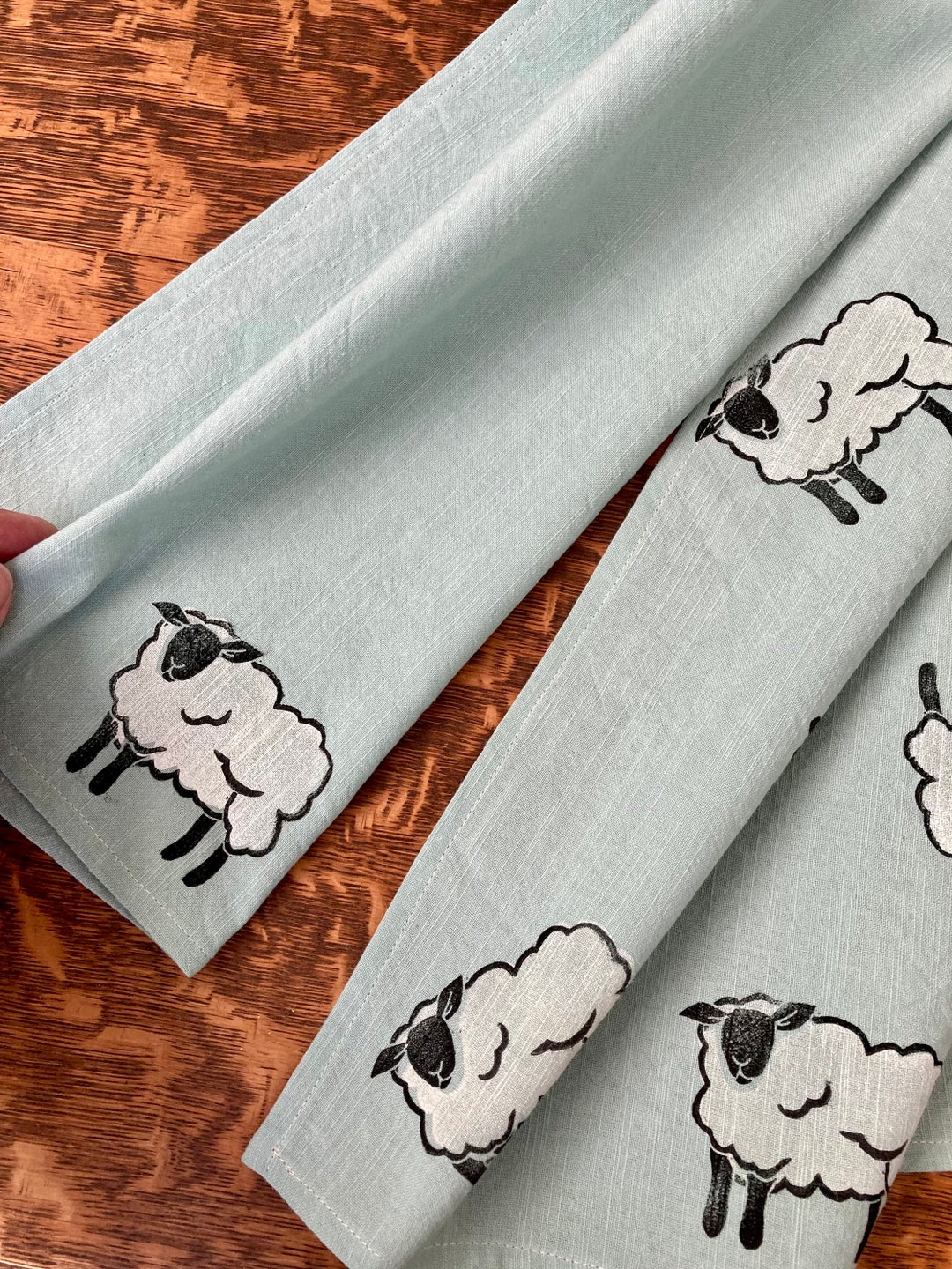 Sheep Towel Set, 2 Handprinted Lamb Towels for the Farmhouse Kitchen - Etsy