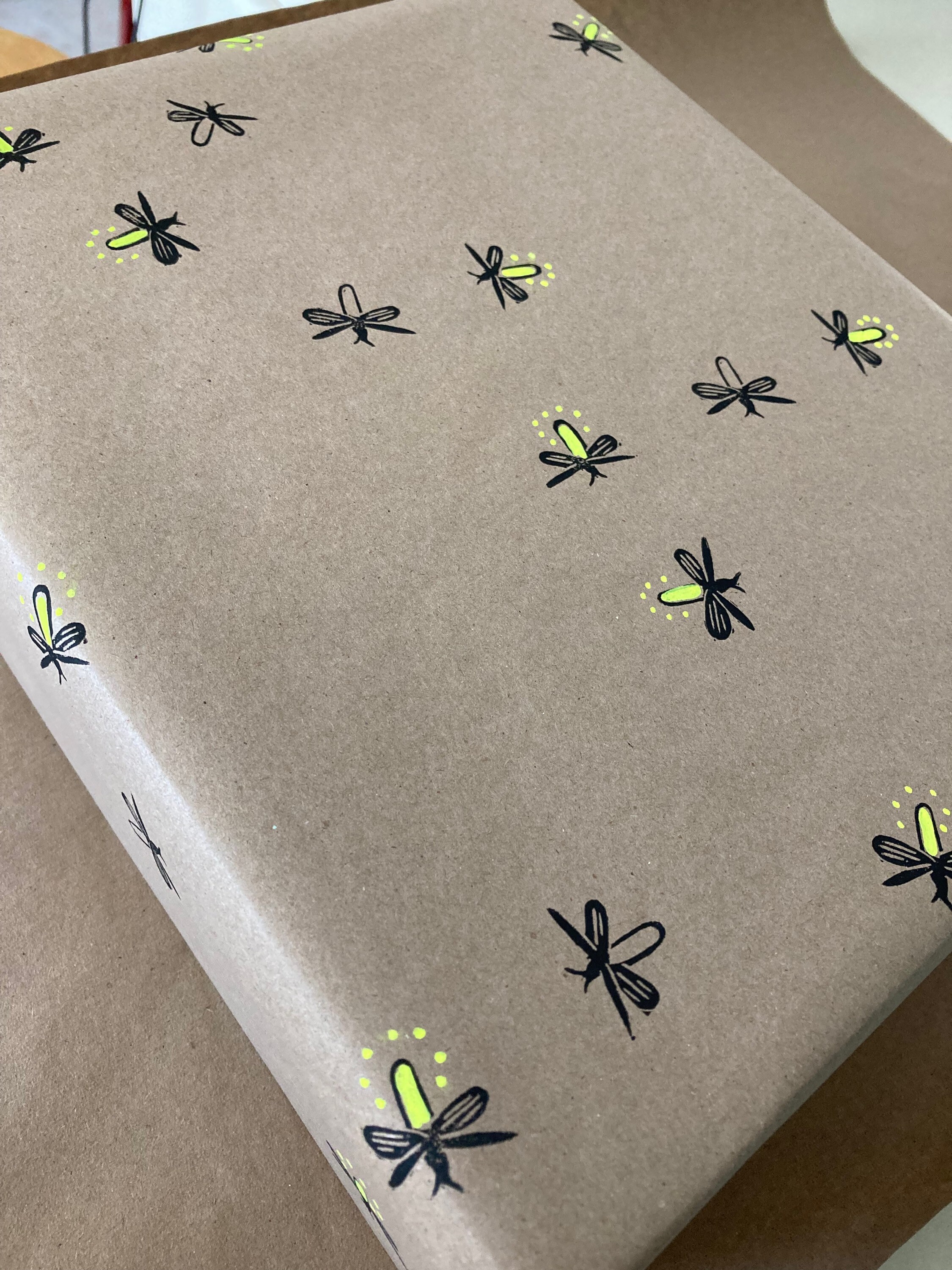Firefly Gift Wrap, Lightning Bug Block Print Wrapping Paper - Etsy