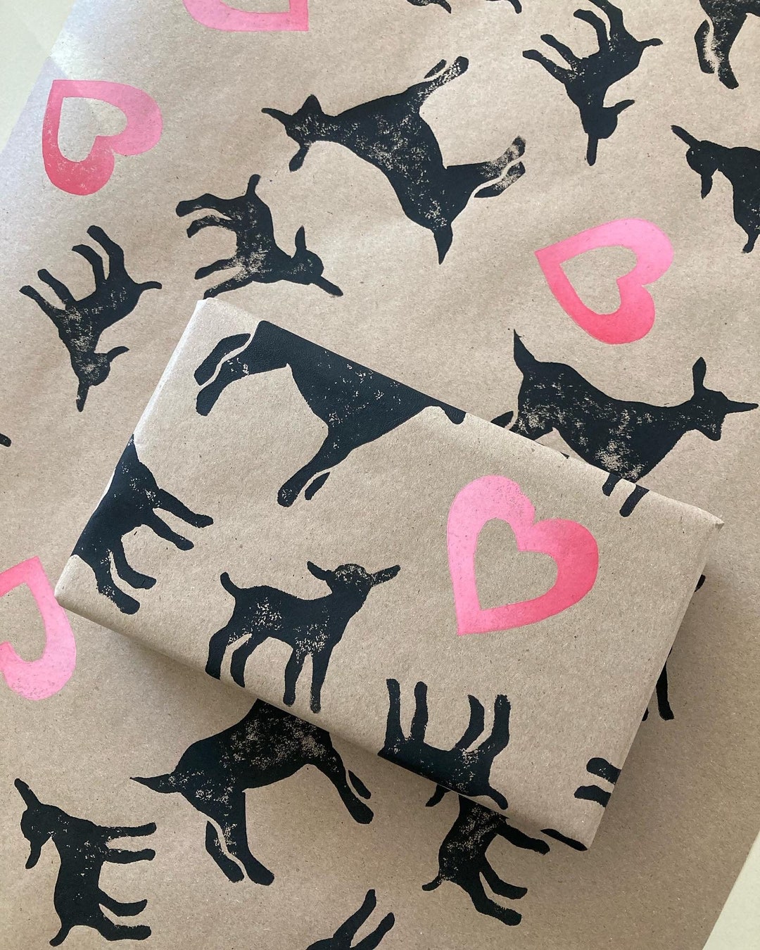 Goat Love Gift Wrap, Farm Animal Hand Printed Wrapping Paper - Etsy