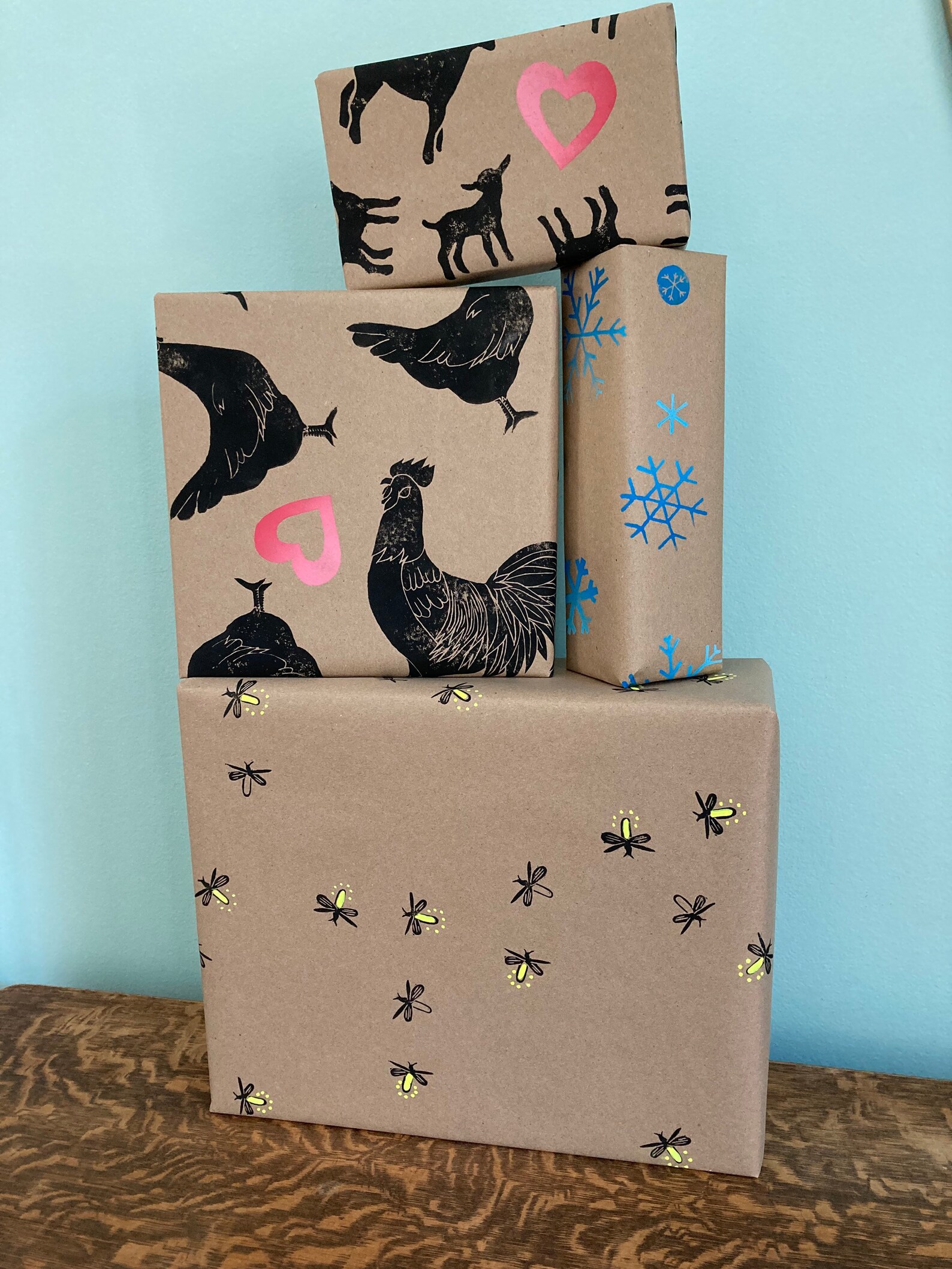 Firefly Gift Wrap, Lightning Bug Block Print Wrapping Paper - Etsy