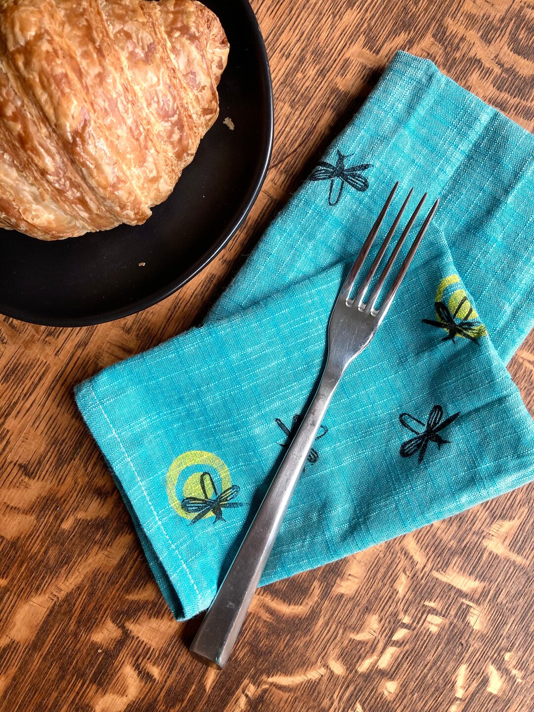Firefly Napkins, Lightning Bug Kitchen Linen Set of 2, Teal Cloth ...