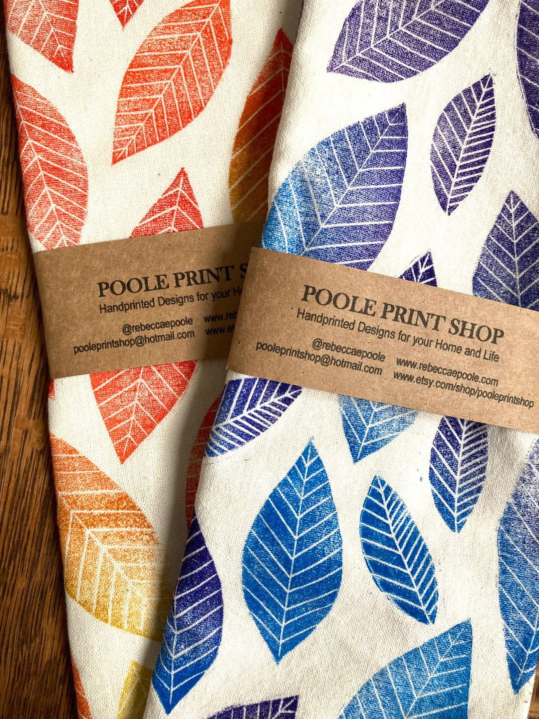 Colorful Leaf Towel in Fading Colors for Kitchen, Ombre Leaf Tea Towel ...